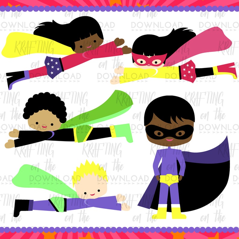 Superhero Clip Art Set Superhero Clipart Bright Superheroes - Etsy