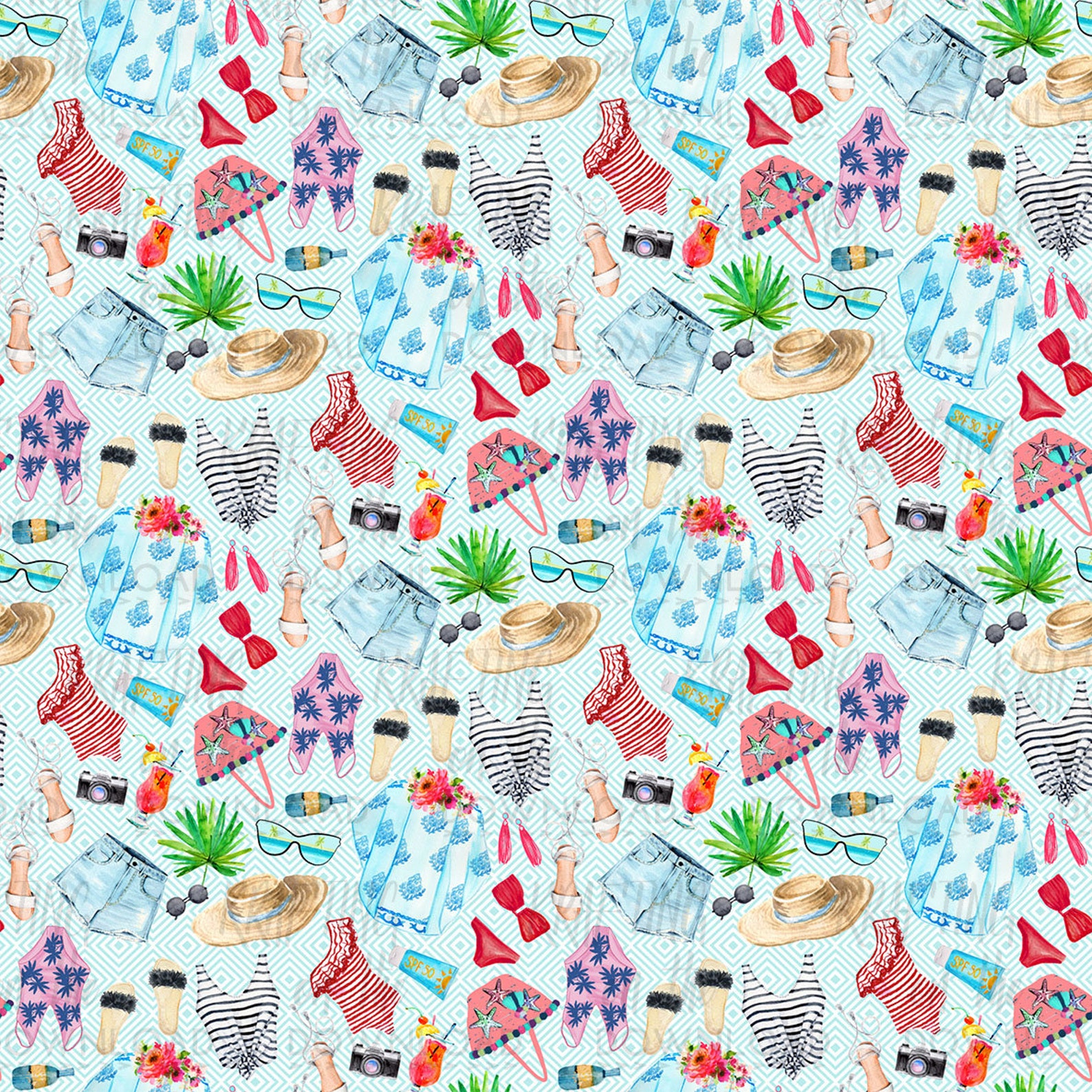 Watercolor Beach Girl Paper Pack Beach Digital Paper Beach | Etsy