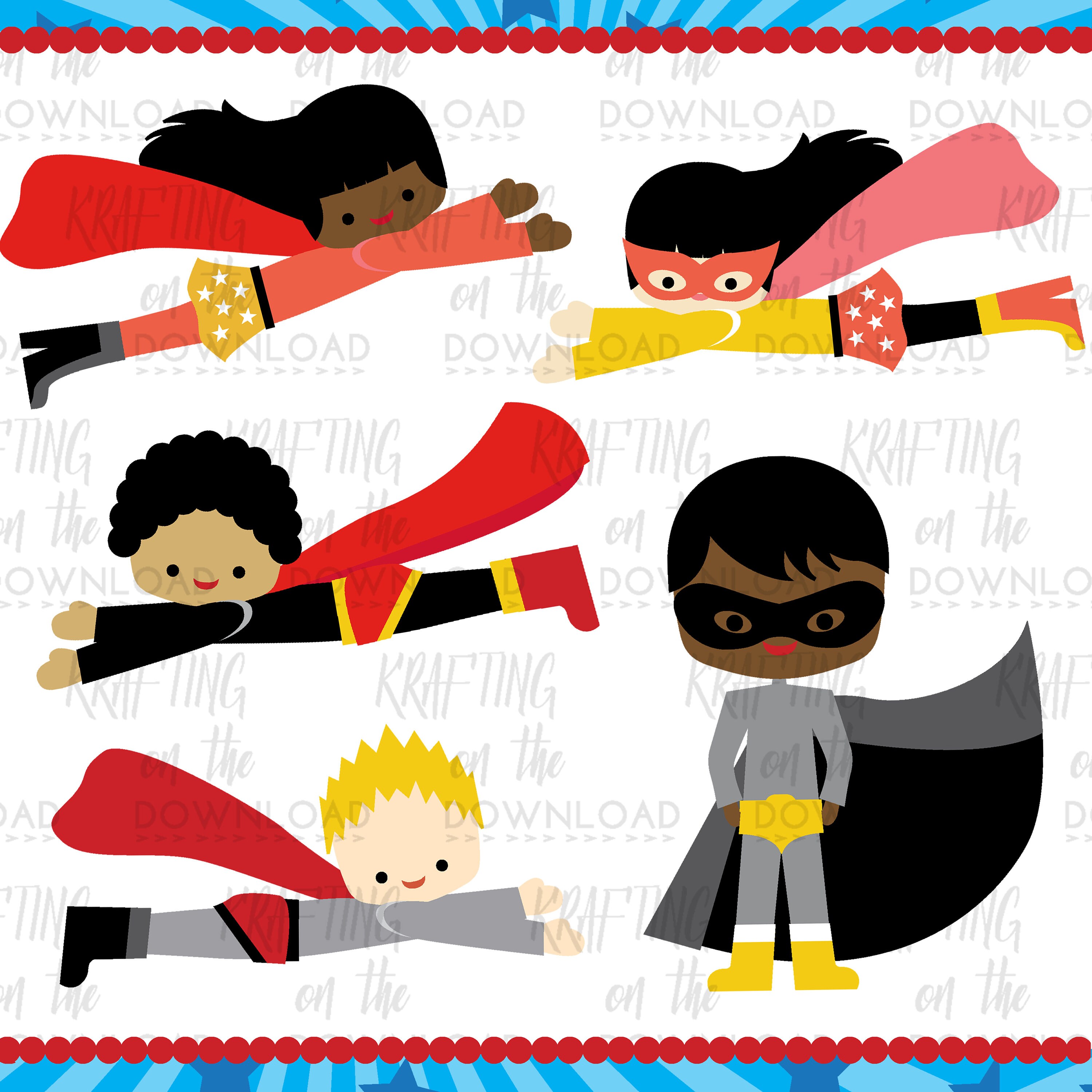 Superhero clip art set superhero clipart superheroes png | Etsy