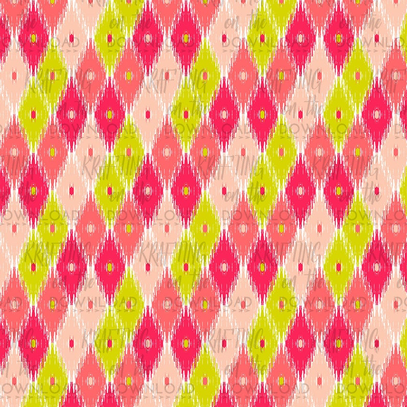 Coral and Lime Green Ikat Digital Paper Pack Ikat Design | Etsy