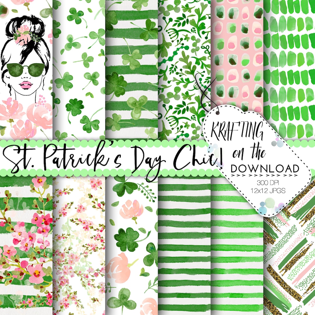 Watercolor St Patricks Day Digital Paper Watercolor St Patrick's Day ...