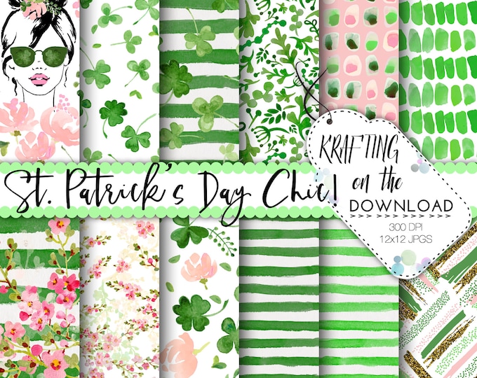 Watercolor St Patricks Day Digital Paper Watercolor St Patrick's Day ...