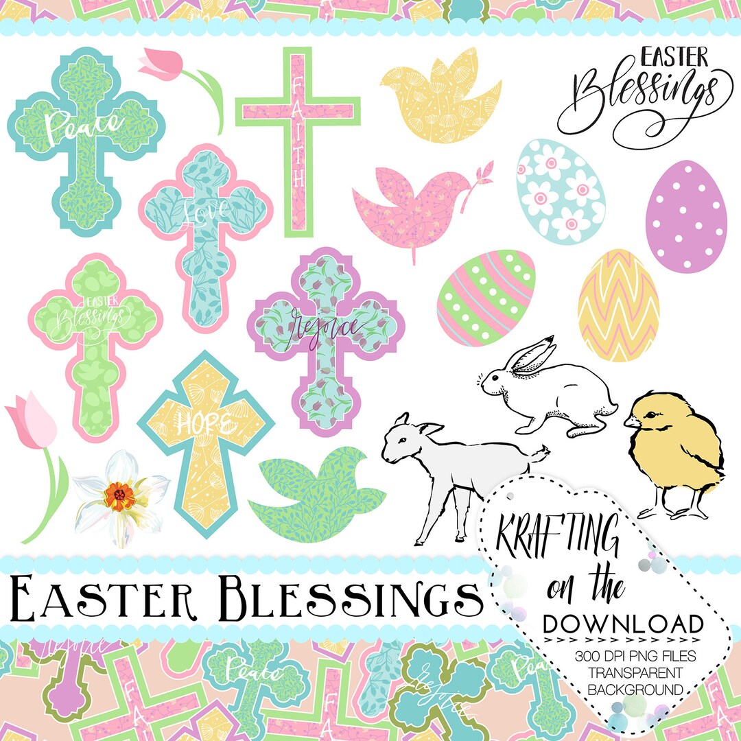 Easter Clip Art Set Easter Blessings Clipart Set Religious Easter Clip ...