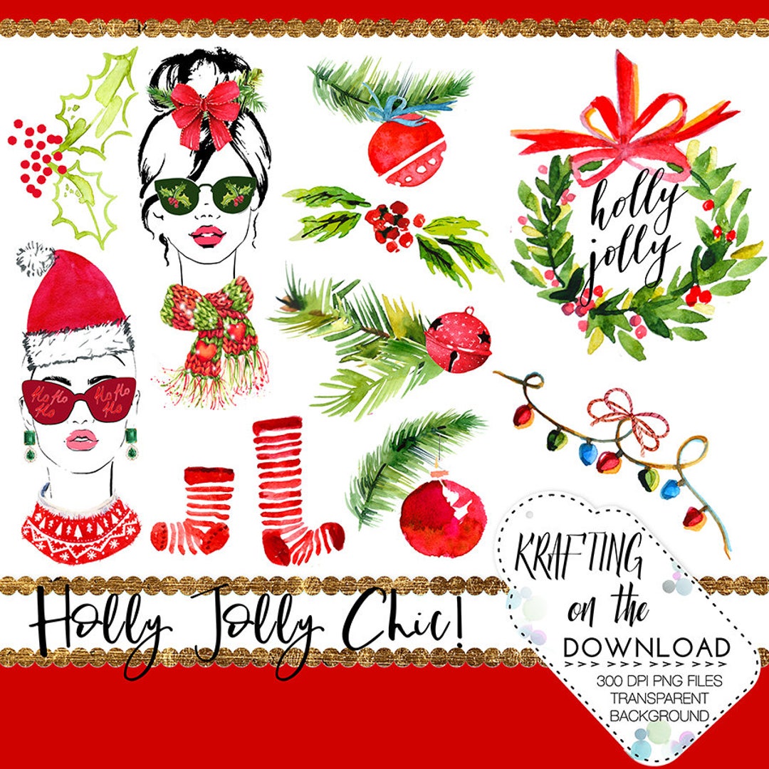 Watercolor Christmas Clipart Set Christmas Planner Girl Clip Art ...