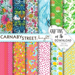 Floral Digital Paper Pack Summer Paper Pack Blue Flower Digital Paper ...