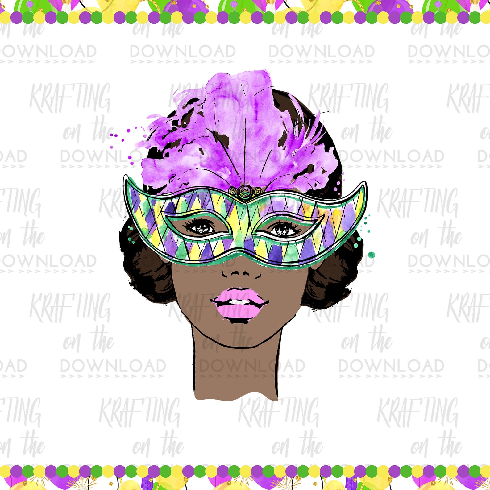 Mardi Gras Clipart Png File Watercolor Mardi Gras Clip Art Set - Etsy