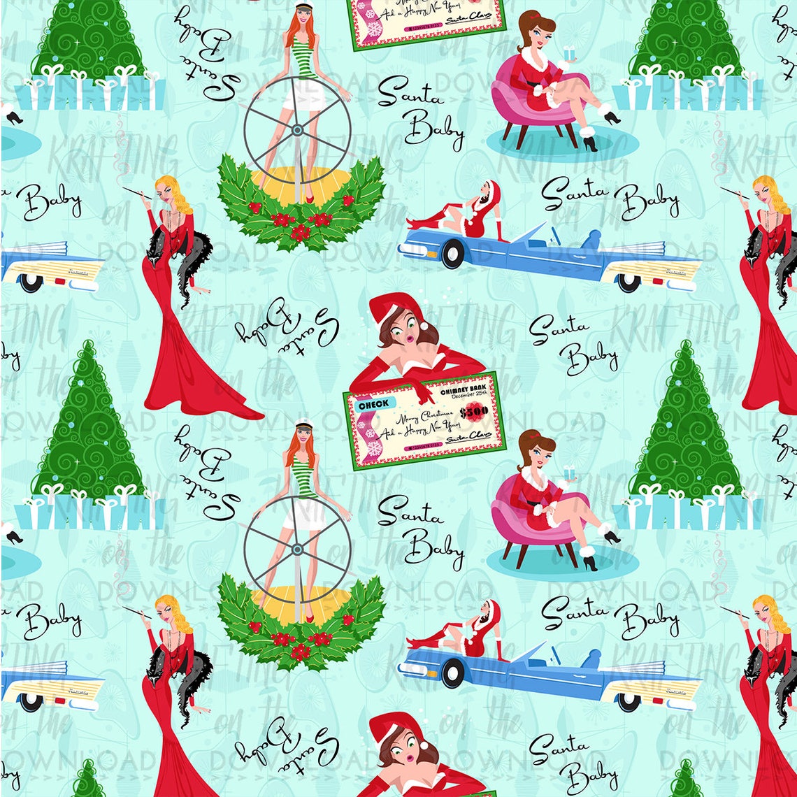 Retro Christmas Paper Pack Mid Century Christmas Modern | Etsy