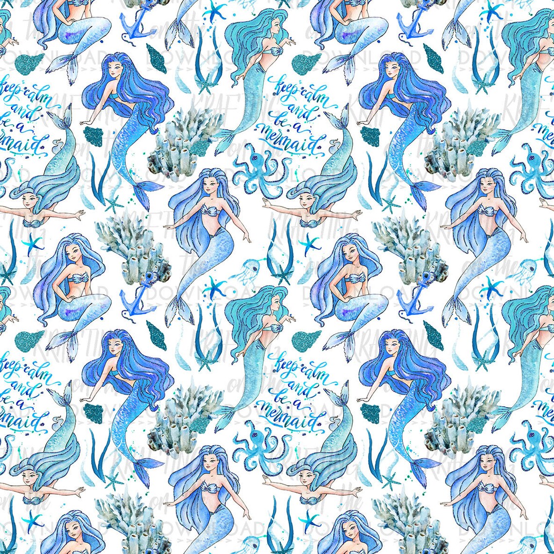 Mermaid Paper Pack Watercolor Mermaid Digital Paper Mermaid - Etsy