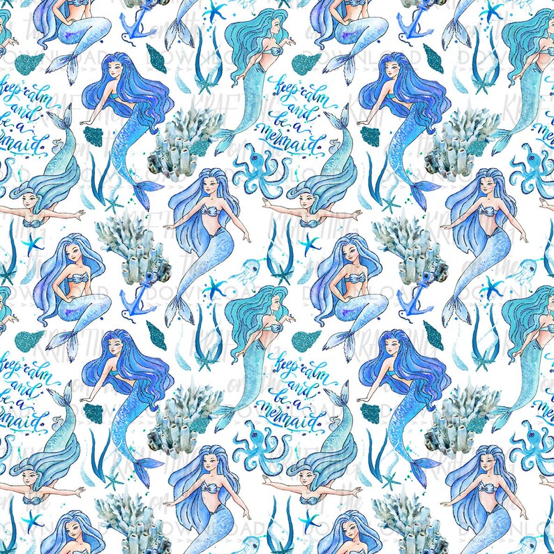 Mermaid Paper Pack Watercolor Mermaid Digital Paper Mermaid - Etsy