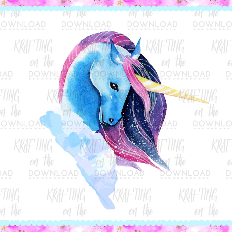 Unicorn Clipart Watercolor Unicorn Clip Art Bright Unicorn | Etsy