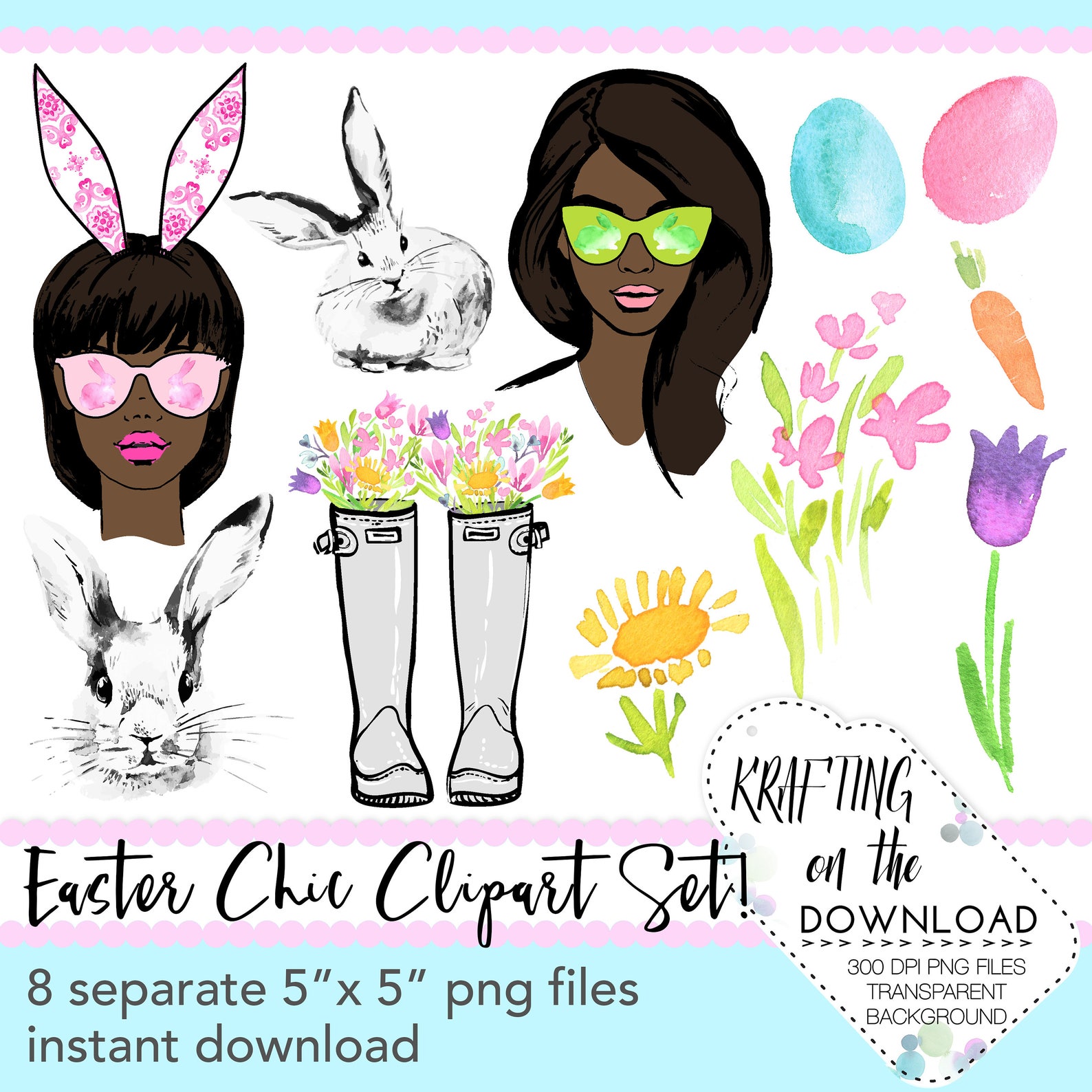 Watercolor Easter Spring Clipart Png File Watercolor Floral - Etsy