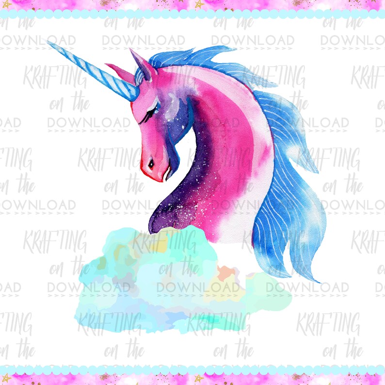 Unicorn Clipart Watercolor Unicorn Clip Art Bright Unicorn - Etsy