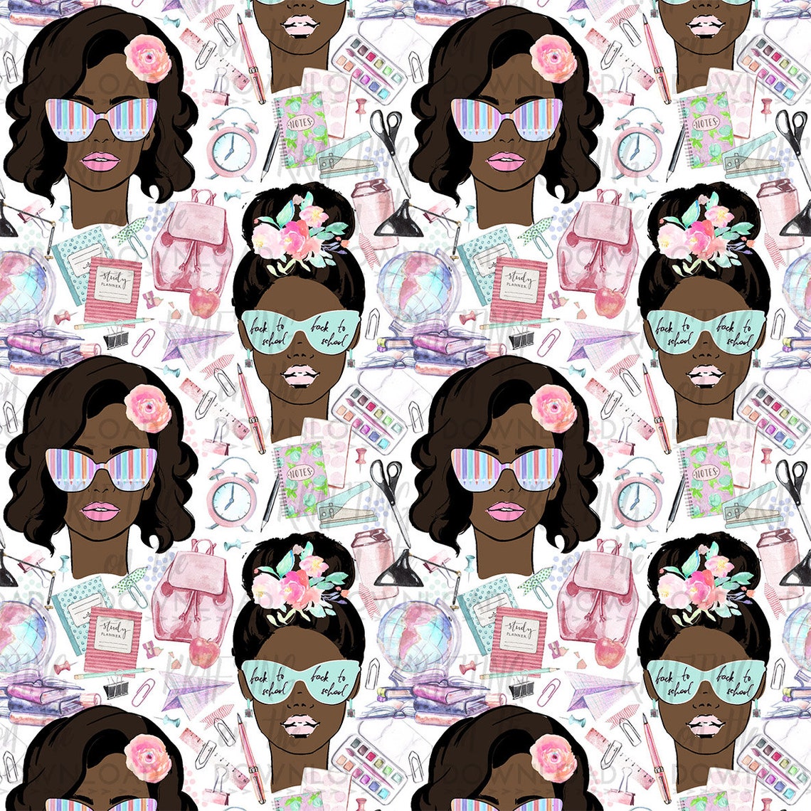 Back to School Paper Pack Watercolor African American Planner - Etsy