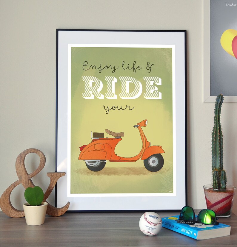 Wall Poster Enjoy Life & Ride Your Vespa A2 or A3 Print - Etsy