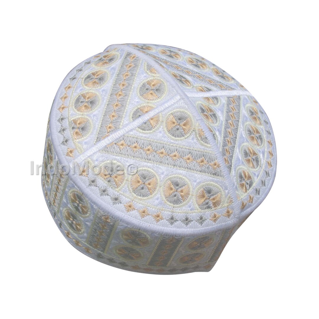 White and Yellow Exclusive Embroidered Pakistani-style Round ...