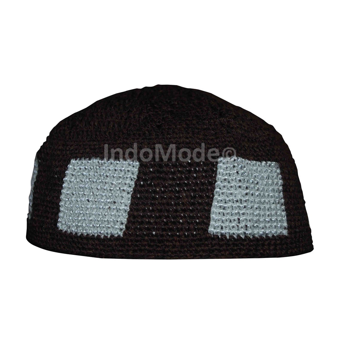 Islamic Kufi Skull Cap Dark Brown Hand-crocheted Durable Cotton Sturdy ...