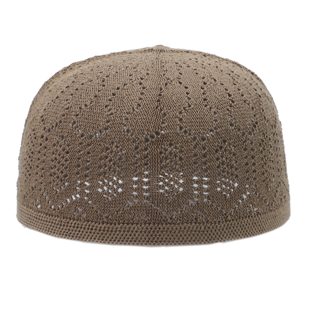 Islamic Skull Kufi Cap Light Brown Cotton Open-knit Turkish-style ...