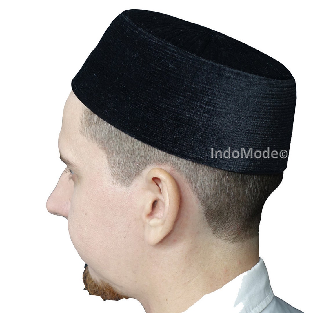 Muslim Kufi Hats Black Rigid Velvet Kufi Formal Turkish and Chechen ...