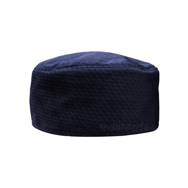 Smooth Velvet Kufi Dark Blue Semi-stff Round Caps Turkish | Etsy