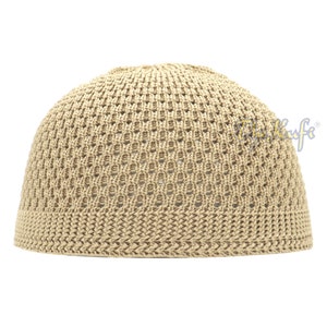 Coffee Kufi Cap Open-weave Nylon Knit Stretchy Headcover Hat Skull ...