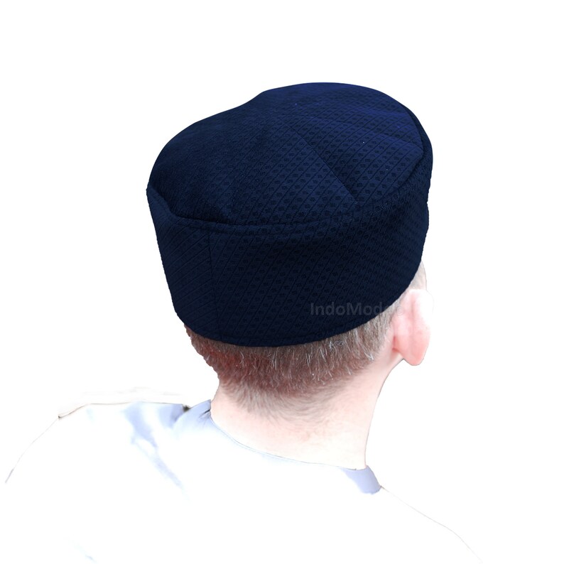 Smooth Velvet Kufi Dark Blue Semi-stff Round Caps Turkish | Etsy