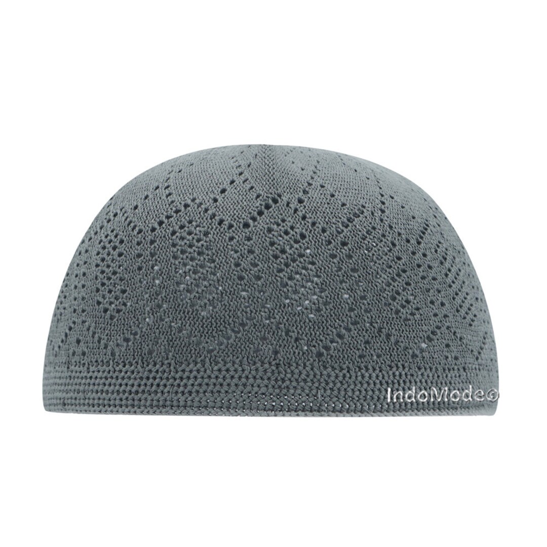 Turkish Takke Kufi Cap Dark Grey Acrylic Machine-knit Open-work MERCAN ...