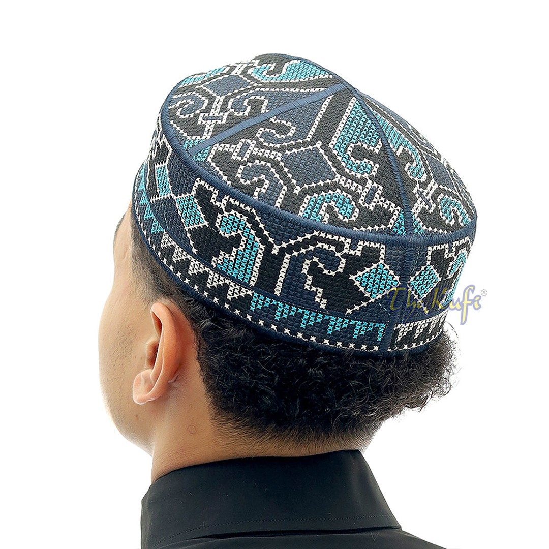 Pakistani Muslim Kufi Hats White Navy Blue, Black, White, and Light ...