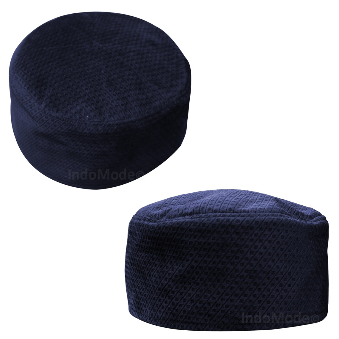 Smooth Velvet Kufi Dark Blue Semi-stff Round Caps Turkish | Etsy
