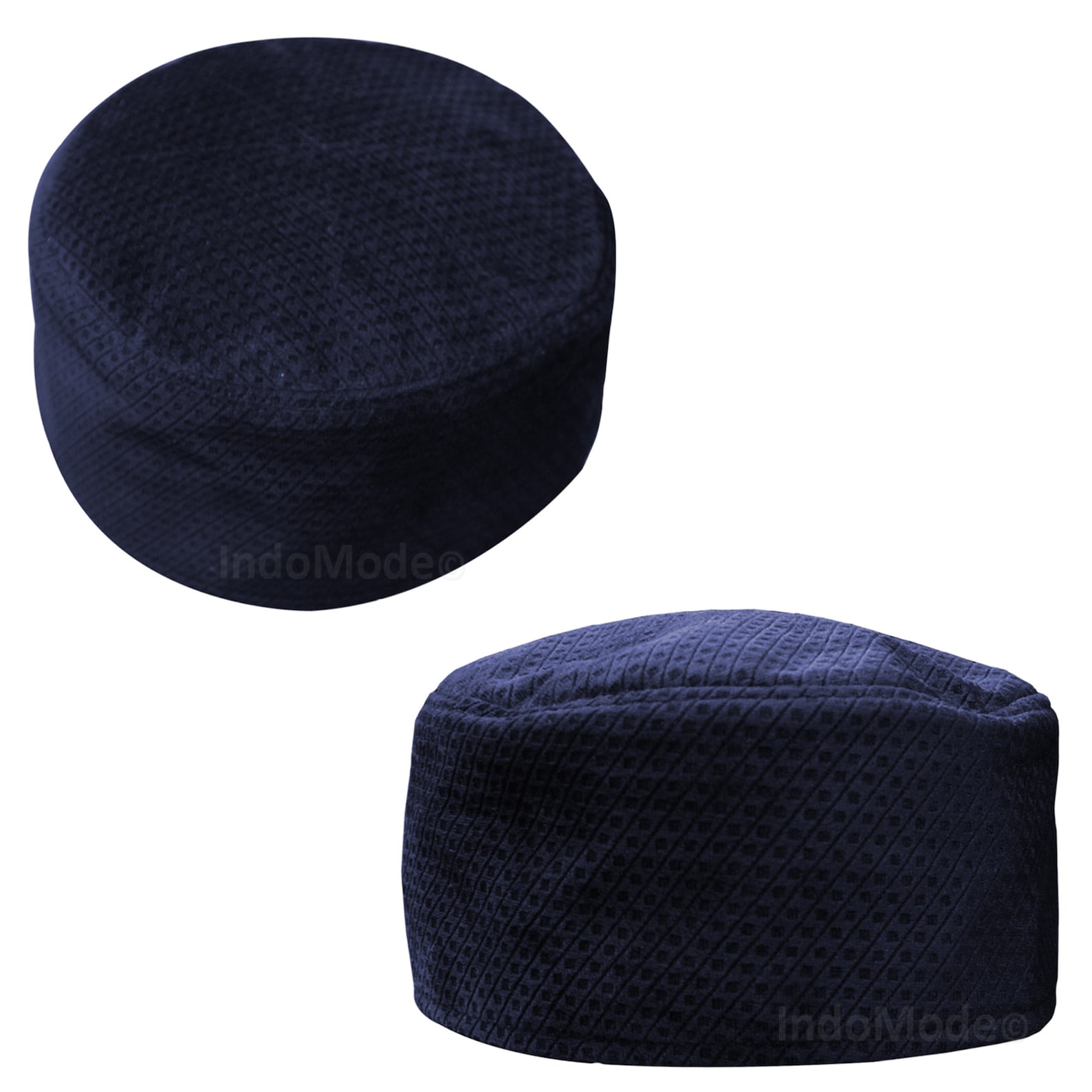 Smooth Velvet Kufi Dark Blue Semi-stff Round Caps Turkish | Etsy