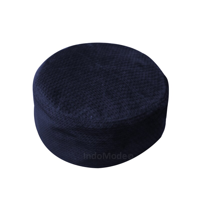 Smooth Velvet Kufi Dark Blue Semi-stff Round Caps Turkish | Etsy