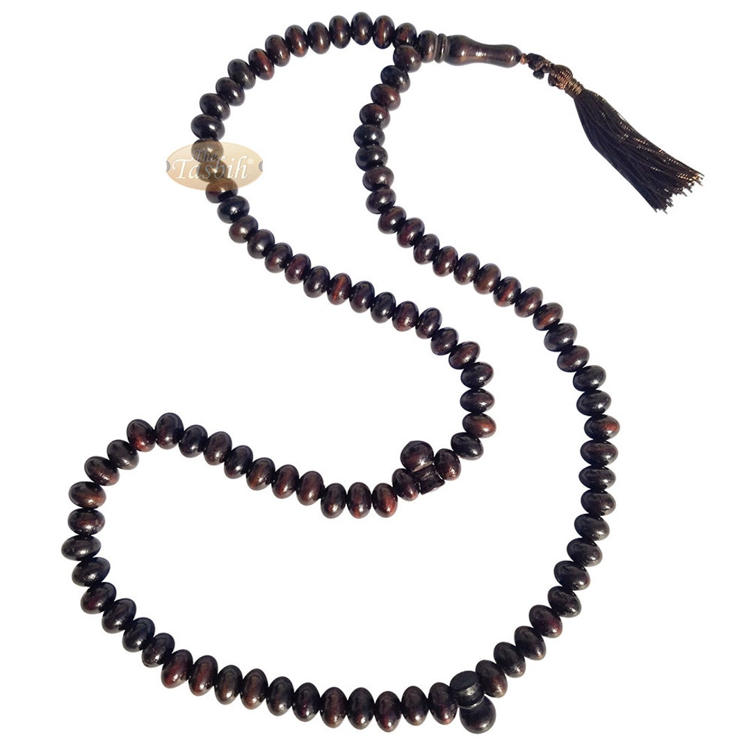 Large ISLAMIC WOODEN MISBAHA 8x11mm Dark Brown Rustic Boxwood 99-bead ...