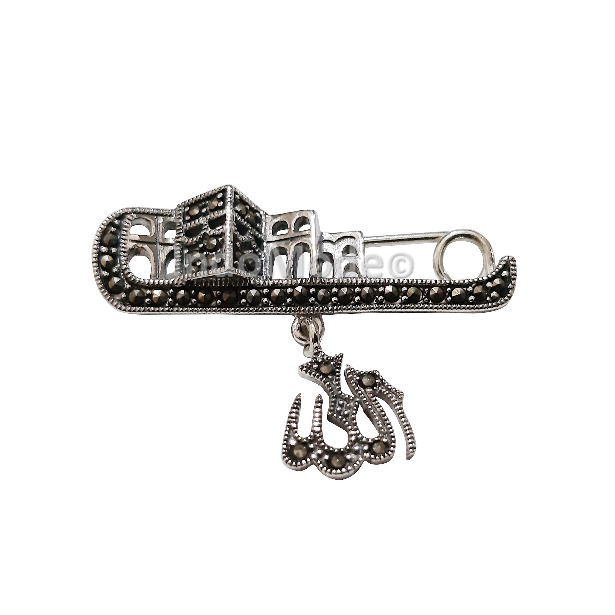 Small Sterling Silver Islamic Scarf Pin or Broach With Allah & - Etsy