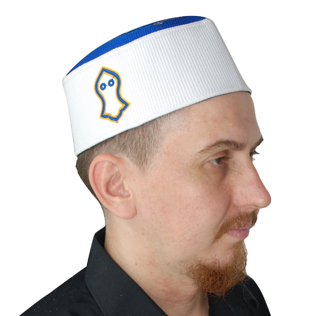 Muslim Prayer Kufi Hat Royal Blue White Golden Embroidered Sandal ...