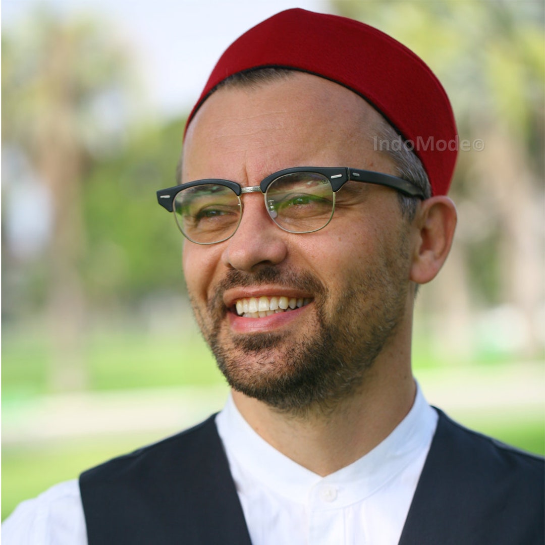 Maroon Muslim Kufi Hats Rigid Fez Moor Tarboosh Handmade Tariqah Taj ...