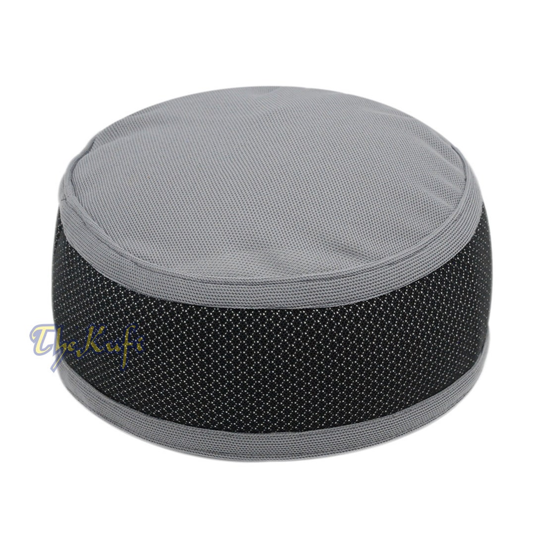 WHITE GOLD KUFI Hat Metallic Gold-tone Embroidered Padded & Quilted ...