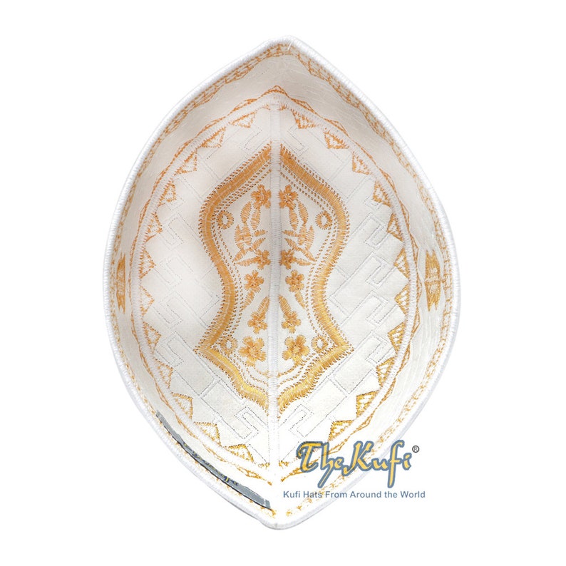 Muslim Hat White & Gold-tone Embroidery Design Prophet - Etsy