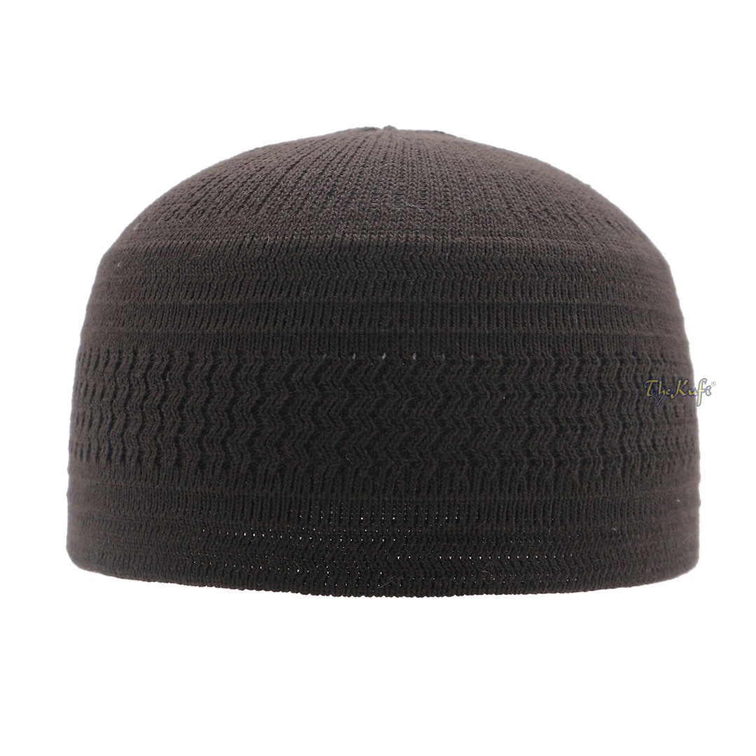 Extra Dark Brown Soft Cotton Muslim Stretch-knit Skull Cap Kufi Hat ...