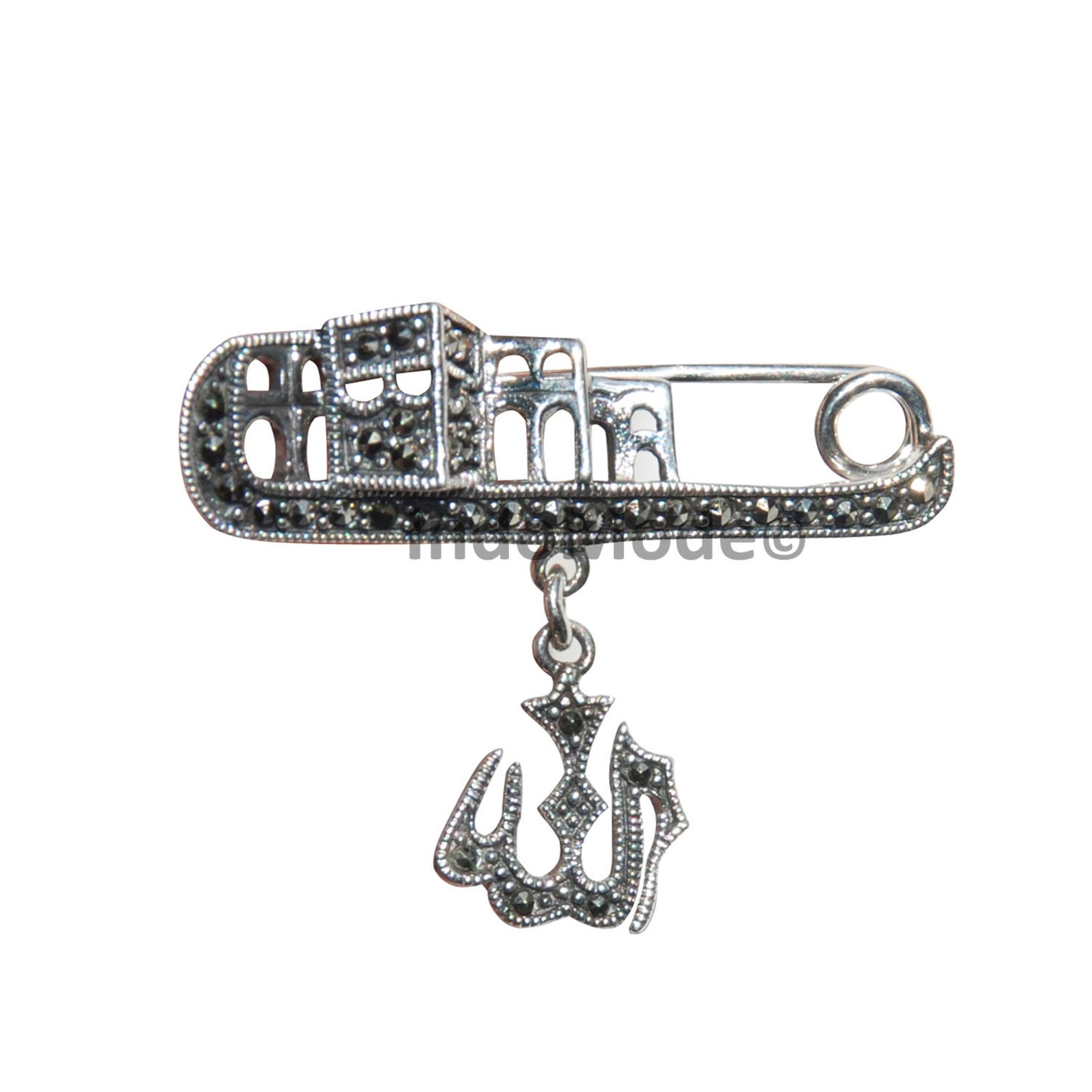 Small Sterling Silver Islamic Scarf Pin or Broach With Allah & - Etsy