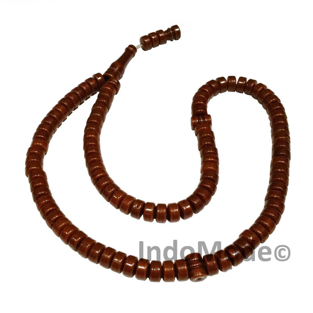 Small Dark Brown Hard Plastic Tasbih With 6x5mm Disc-shaped Flat Beads ...