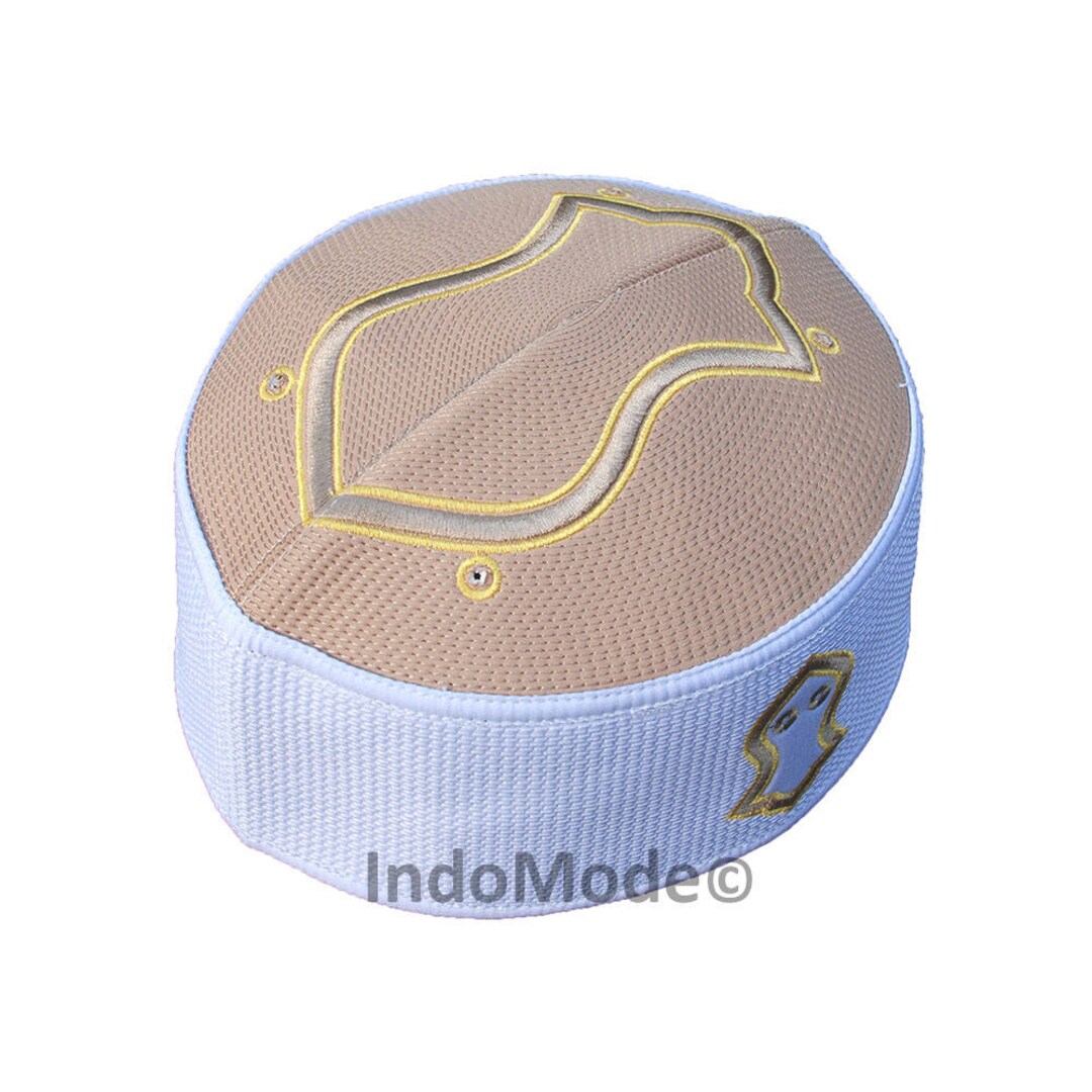 Sandal Kufi Light Brown White Golden Embroidered RASULULLAH SAW Sandal ...