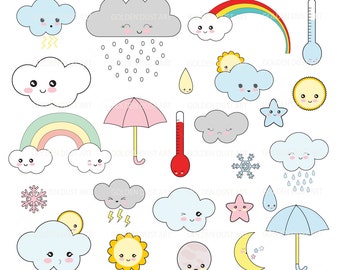 Weather Clipart Personal and Limited Commercial Children in | Etsy