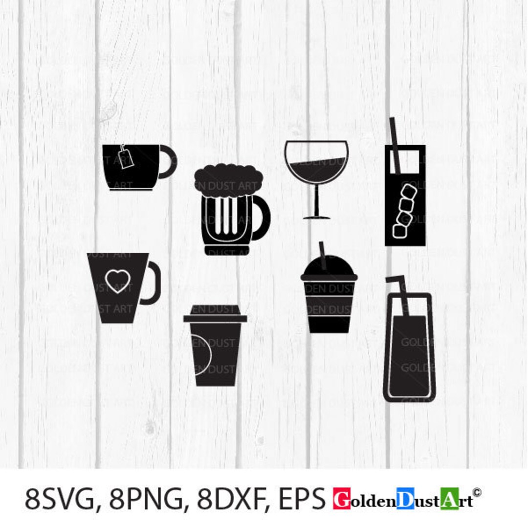 Drink Icons SVG, Drink Clip Art Set, Drink Vector, Instant Download Svg ...