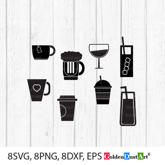 Drink Icons SVG Drink Clip Art Set Drink Vector Instant | Etsy