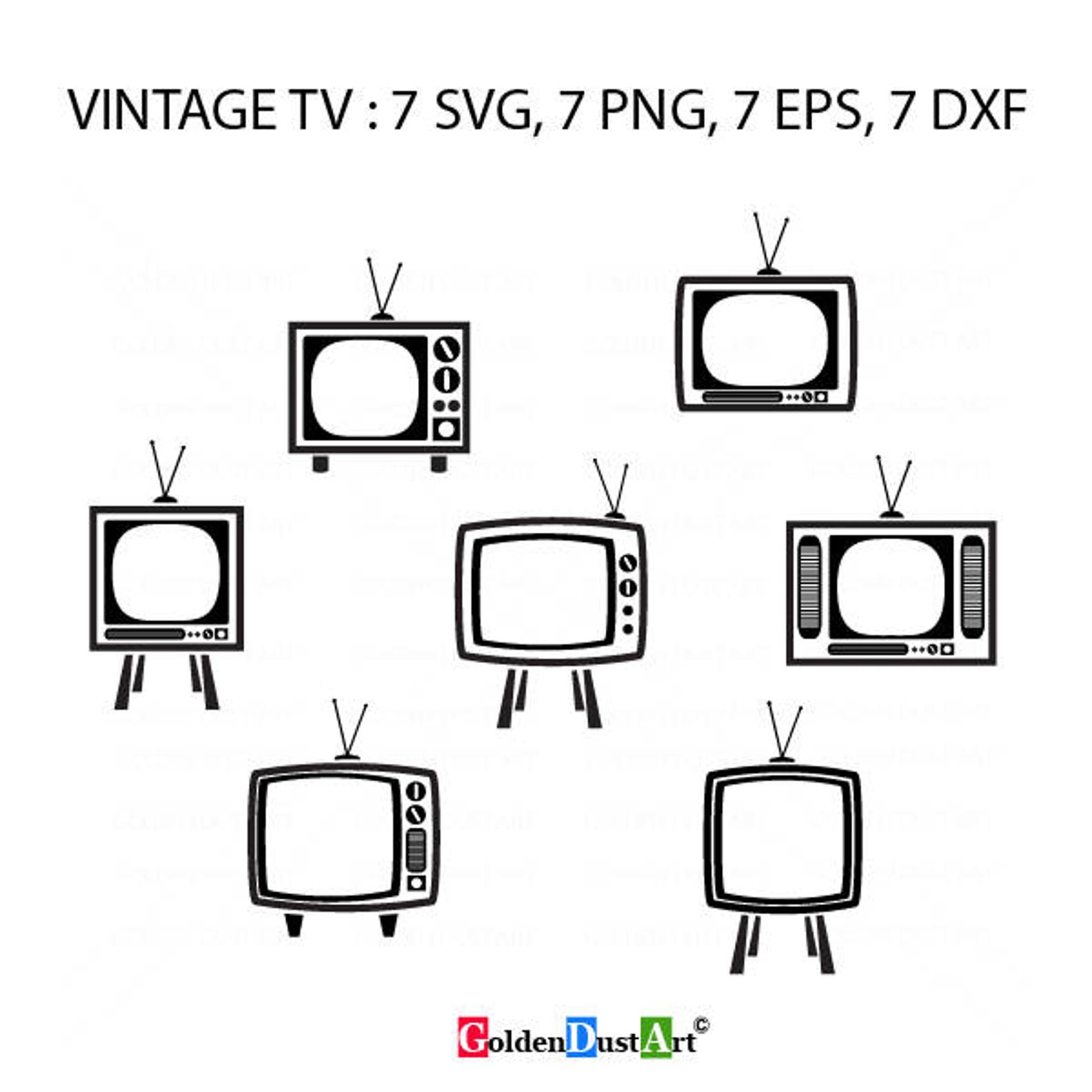 Vintage TV SVG, Vintage TV Clip Art Set, Instant Download Svg, Eps, Png ...