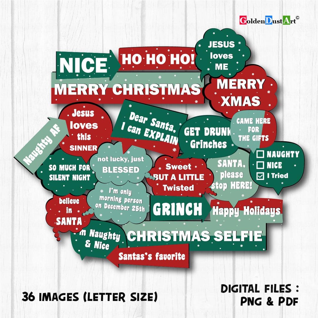 Printable Christmas Photo Booth Props, Funny Christmas Photo Booth ...