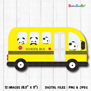 Panda Back to School, Back to School Clip Art, School Supplies Clipart ...