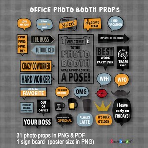 Office Party Photo Booth Props, Office Party Props, Office Photo Props ...