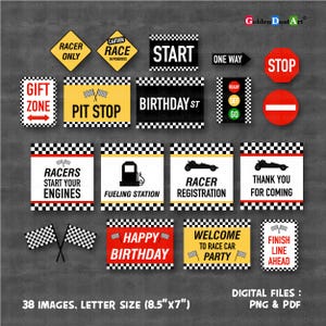 Racing Car Party Signs, Race Car Party Signs, Racing Signs, Race Car ...