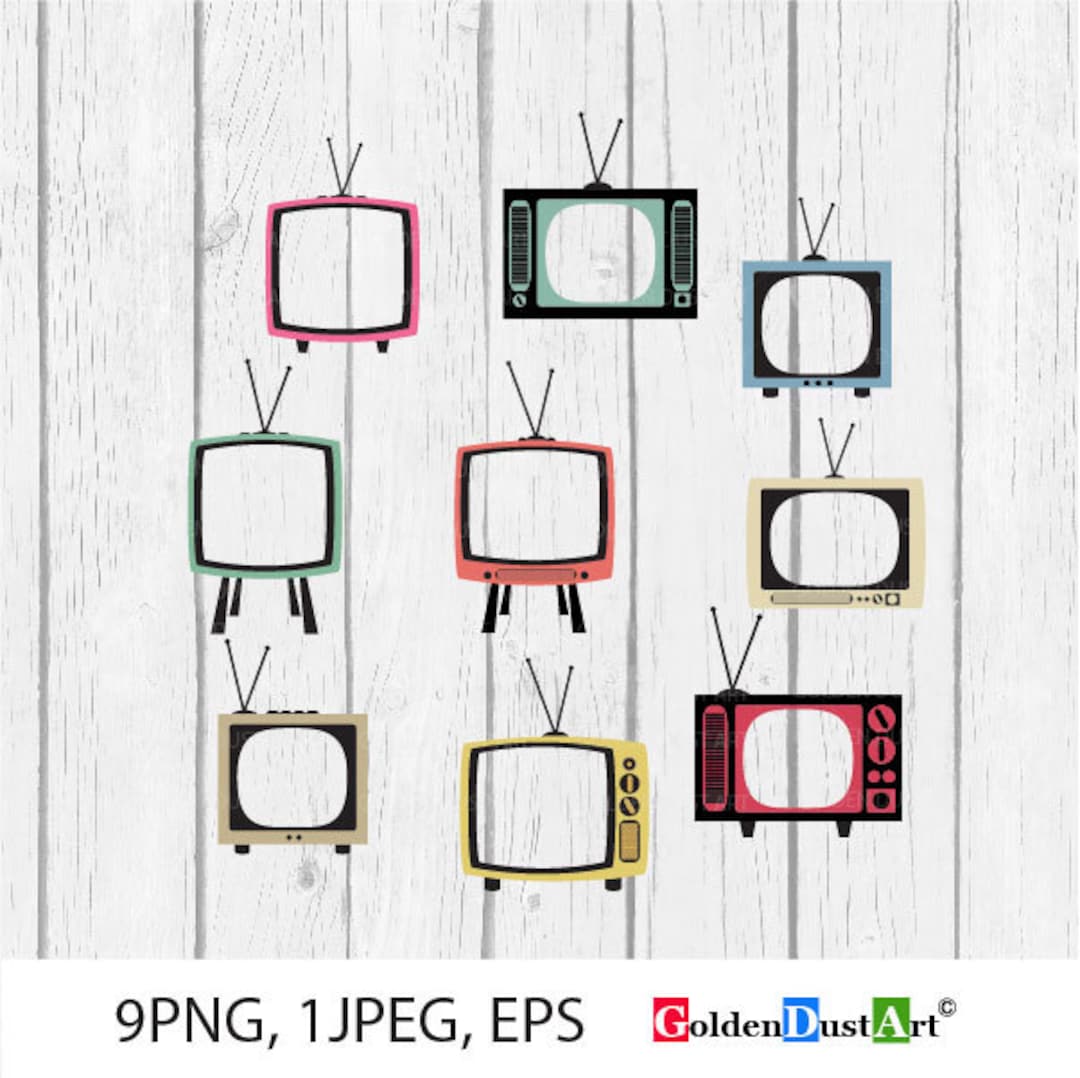 Vintage TV Digital Clipart, Retro Tv, Digital Clipart, Vintage ...