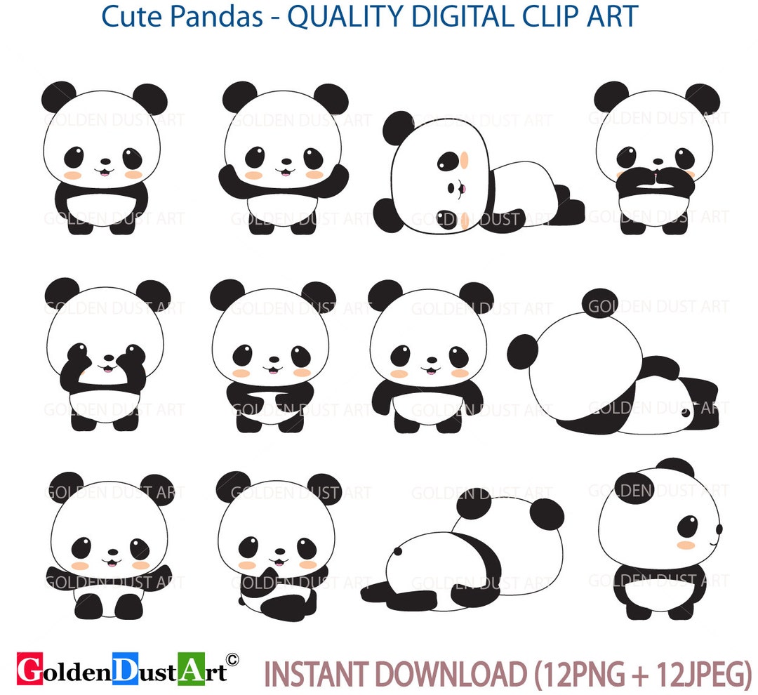 Panda Clip Art, Panda Clip Art, Panda Clipart, Cute Panda, Kawaii Panda ...
